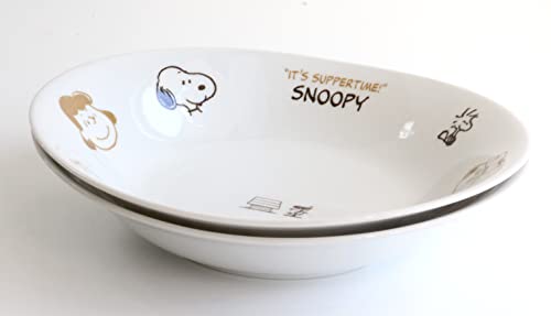 シミズ陶業(Shimizutougyou) Brownpal Snoopy Curry Pasta Plate, Set of 2