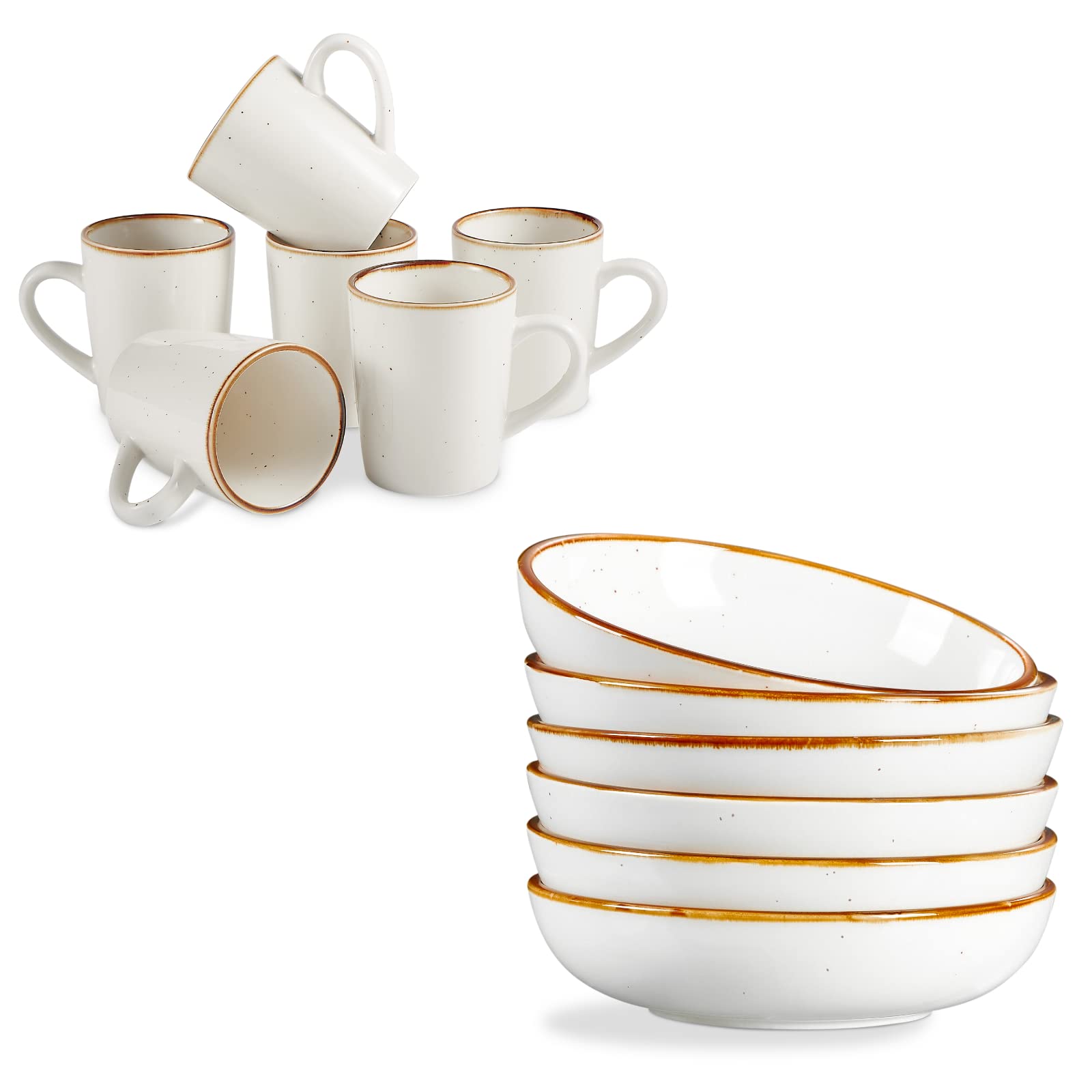 ONEMORE Pasta Bowls 30 oz and Coffee Mugs Bundle