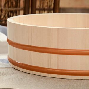 Gaozhengde 11.8 Inch Wooden Sushi Rice Bowl Hangiri Sushi Oke Rice Mixing Tub