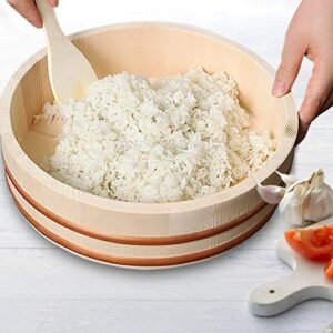 Gaozhengde 11.8 Inch Wooden Sushi Rice Bowl Hangiri Sushi Oke Rice Mixing Tub