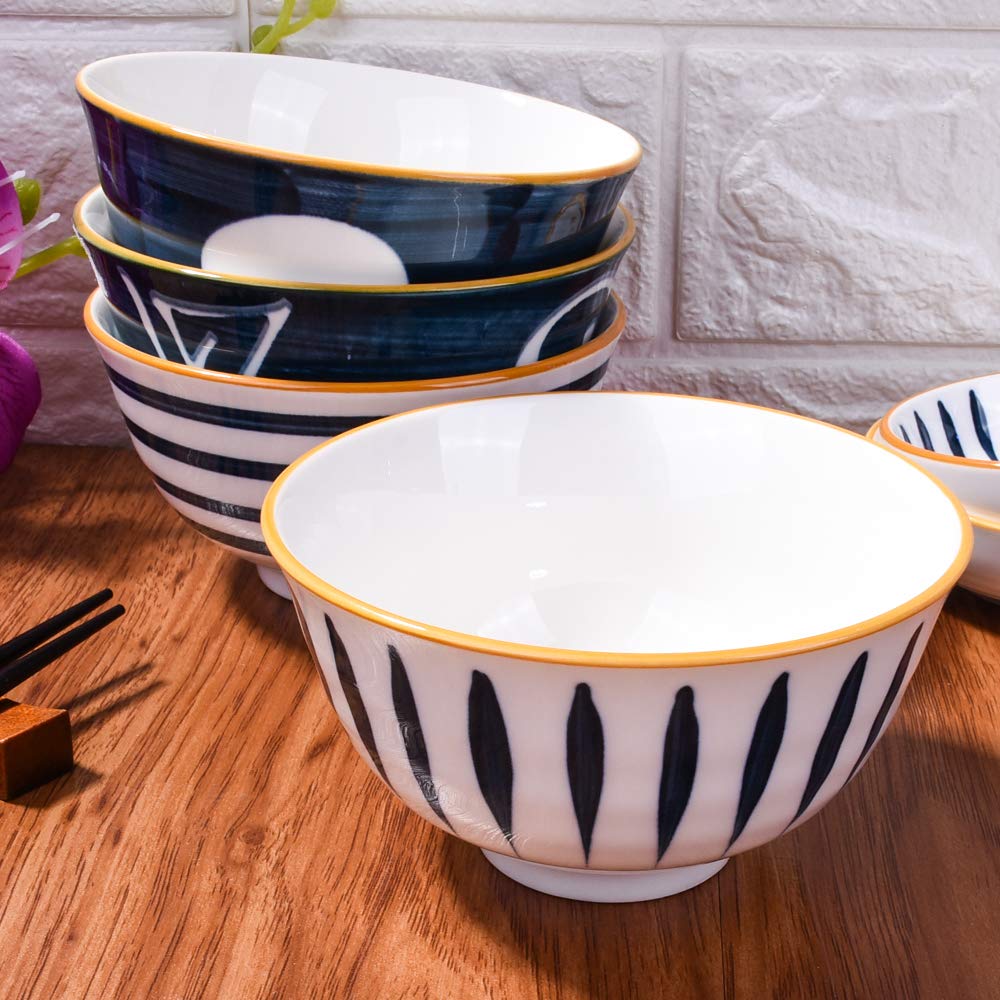 Cerficer Japanese Rice Bowls set, Ceramic Rice Bowls set of 4 for Rice Soup Oats