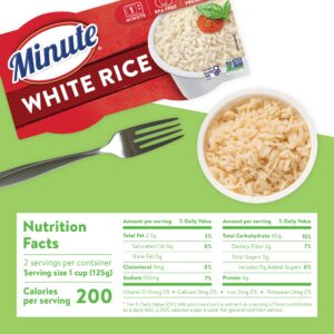 Minute Ready-to-Serve White Rice, Microwavable Rice Cups, 4.4-Ounce Cups, 2 Count, (Pack of 8)