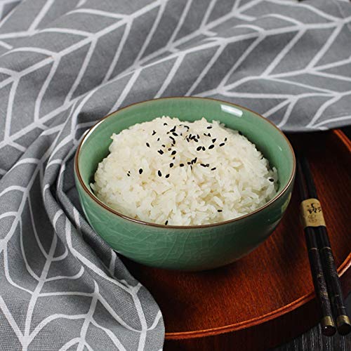 Bowl Celadon Glazed Chinese Rice 4.5Inch with Cracking(1, Army Green)