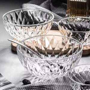 Glass Bowl, Decorative Diamond Design Bowls For Kitchen & Home Décor, Centerpiece Table Decorations Great For Dining, Living Room Décor, Serving Bowls, Salad Bowl, Pasta Bowls, Candy Bowl, Fruit Bowl.