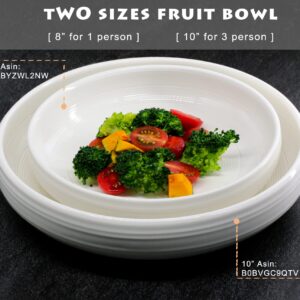 10-inch Large Ceramic Fruit Dish,Anti-Slip Edge Classy & Solid，60 oz white Porcelain Salad Plate, Serving bowl for Fruit,Salad, Veggies, Dessert, Appetizer (10"Large)