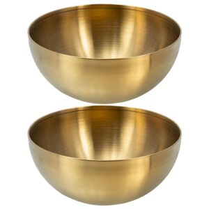 cabilock 2pcs korean stainless steel bowls metal serving bowl small mixing bowl kitchen prep bowl for salad cereal noodle ramen pasta snacks 12cm golden