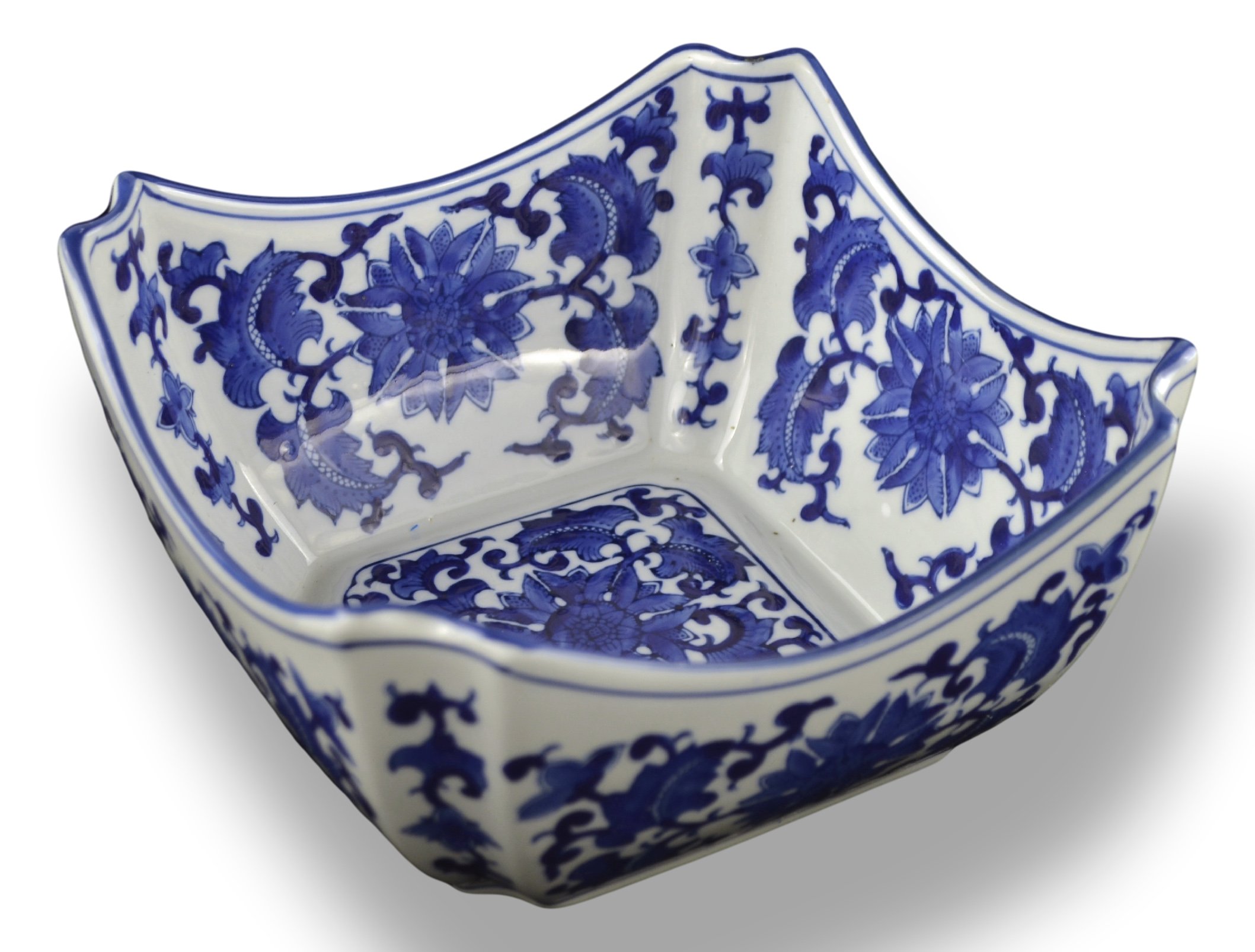 Blue and White Square Octagon Serving Bowls, Salad Bowls, Fruit Bowls Chinoiserie Bowl (9")