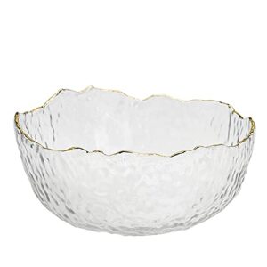 tossow glass salad bowl irregular shape serving bowls, 25 oz pyrex mixing bowls for kitchen prep, fruit, snack, dessert, and candy dishes or nut bowls(transparent)