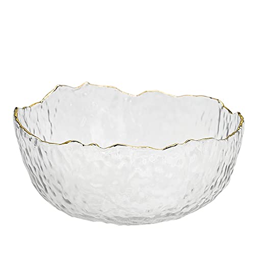 TOSSOW Glass Salad Bowl Irregular Shape Serving Bowls, 25 oz Pyrex Mixing Bowls for Kitchen Prep, Fruit, Snack, Dessert, and Candy Dishes or Nut Bowls(Transparent)