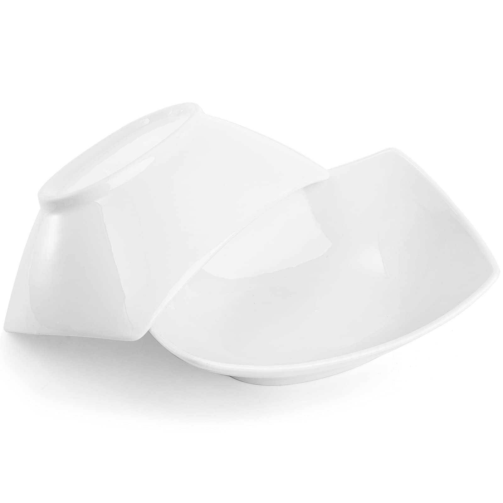 Cedilis 4 Pack Porcelain Serving Bowls, Rectangular Ceramic Salad Bowls, White Side Dishes for Veggie, Potatoes and Fruits, White, 27ounce