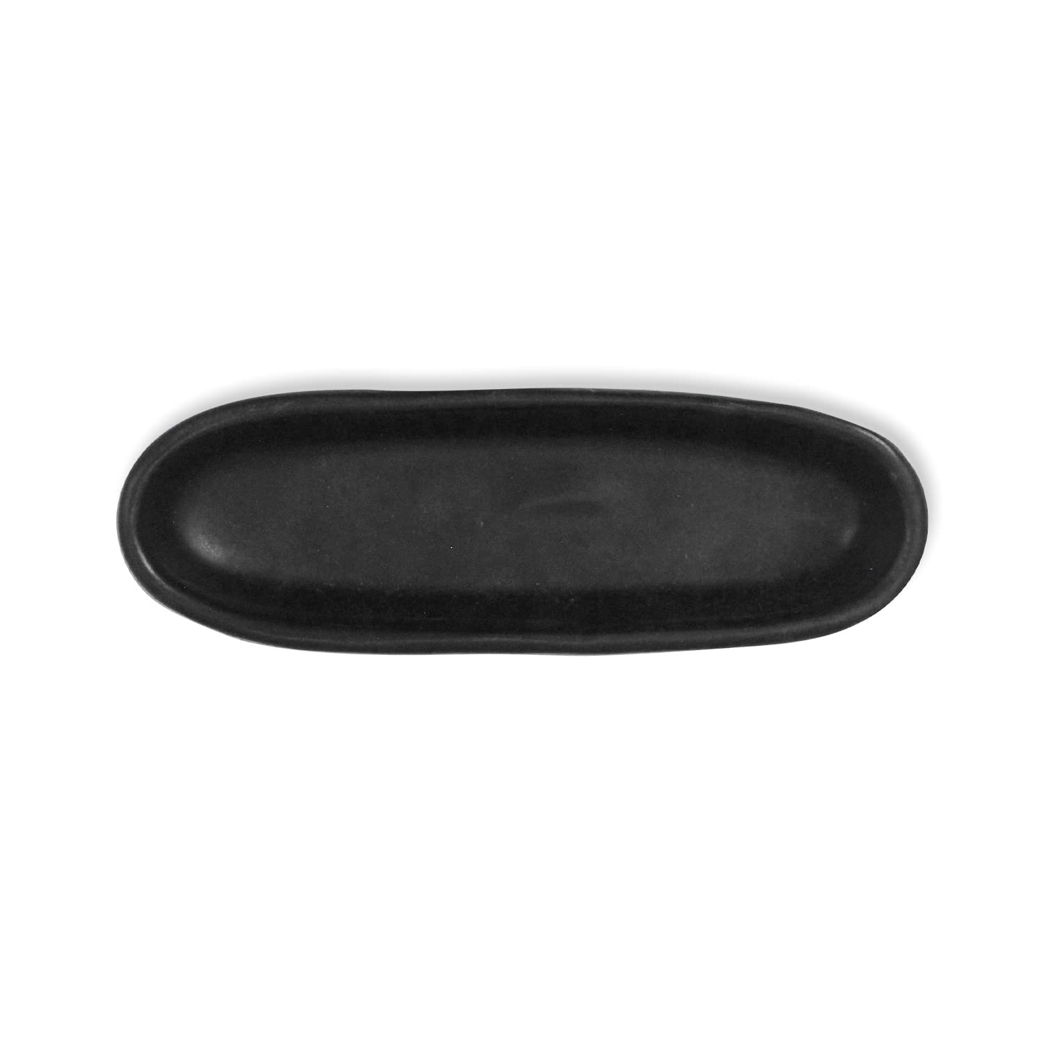 roro Modern Minimalist Matte Black Oval Pinch Bowls | Handmade Ceramic Stoneware | Olive Dish | for Dips, Spices & Gourmet Sauces | Set of 2