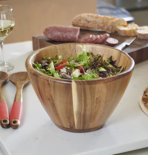 Servappetit Acacia Wood Large Serving Bowl - Made of Premium Acacia Wood - Salads, Fruits, Chips, Nachos, Bread and other Snacks