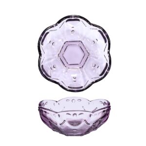 choold 2pcs vintage romantic glass sakura shape heart embossed dessert bowl ice cream bowl dish bowl trifle bowl salad bowl, purple-8oz