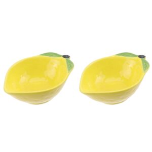 hemoton 2pcs ceramic appetizer plate lemon plate dessert plate salad pasta bowls food serving tray ceramic dessert bowl fruit dish food platter for snacks fruit salad