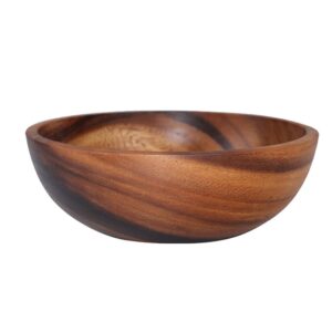 cabilock acacia wood salad bowl wooden serving bowl round soup bowl for fruits salads pasta snack decoration