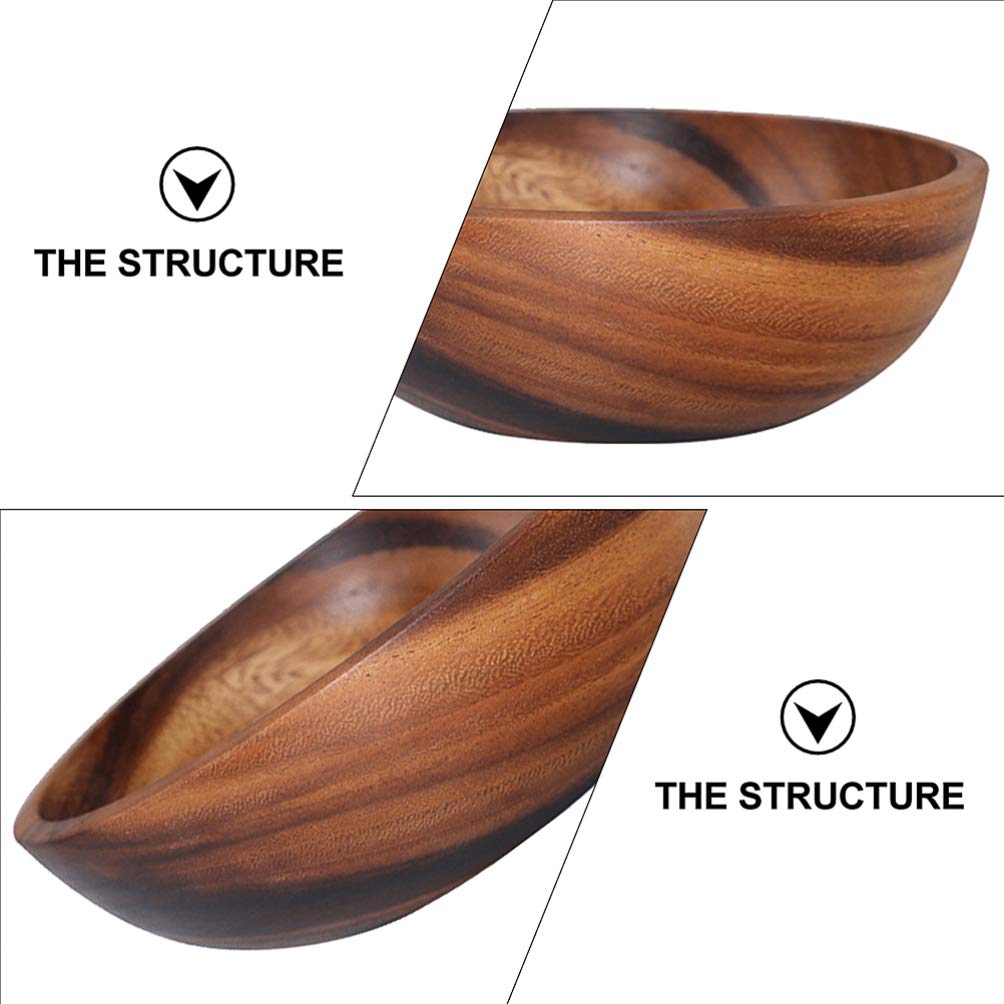 Cabilock Acacia Wood Salad Bowl Wooden Serving Bowl Round Soup Bowl for Fruits Salads Pasta Snack Decoration