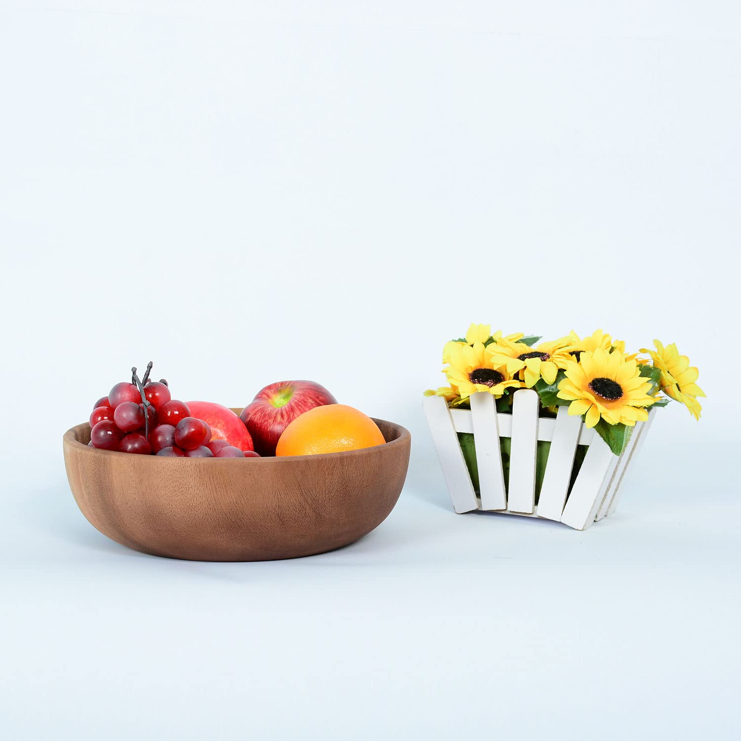 Wooden Salad Bowl 9.5" Acacia Wood Serving Bowl, Fruit Bowl, Friendly and Perfect for Salad, Vegetables and Fruit,Single Salad Bowl