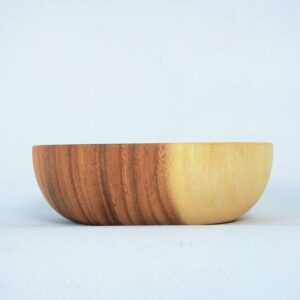 Wooden Salad Bowl 9.5" Acacia Wood Serving Bowl, Fruit Bowl, Friendly and Perfect for Salad, Vegetables and Fruit,Single Salad Bowl