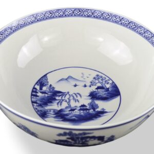 Extra Large Salad Serving Bowls Heritage Chinese Blue and White Landscape 12"x5", Fruit Bowls, Japanese, Korean, Chinoiserie Bowl