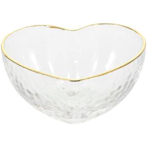 luxshiny glass crystal dessert bowl heart bowl salad apetizer serving dish with golden trimming for serving fruit salad snack