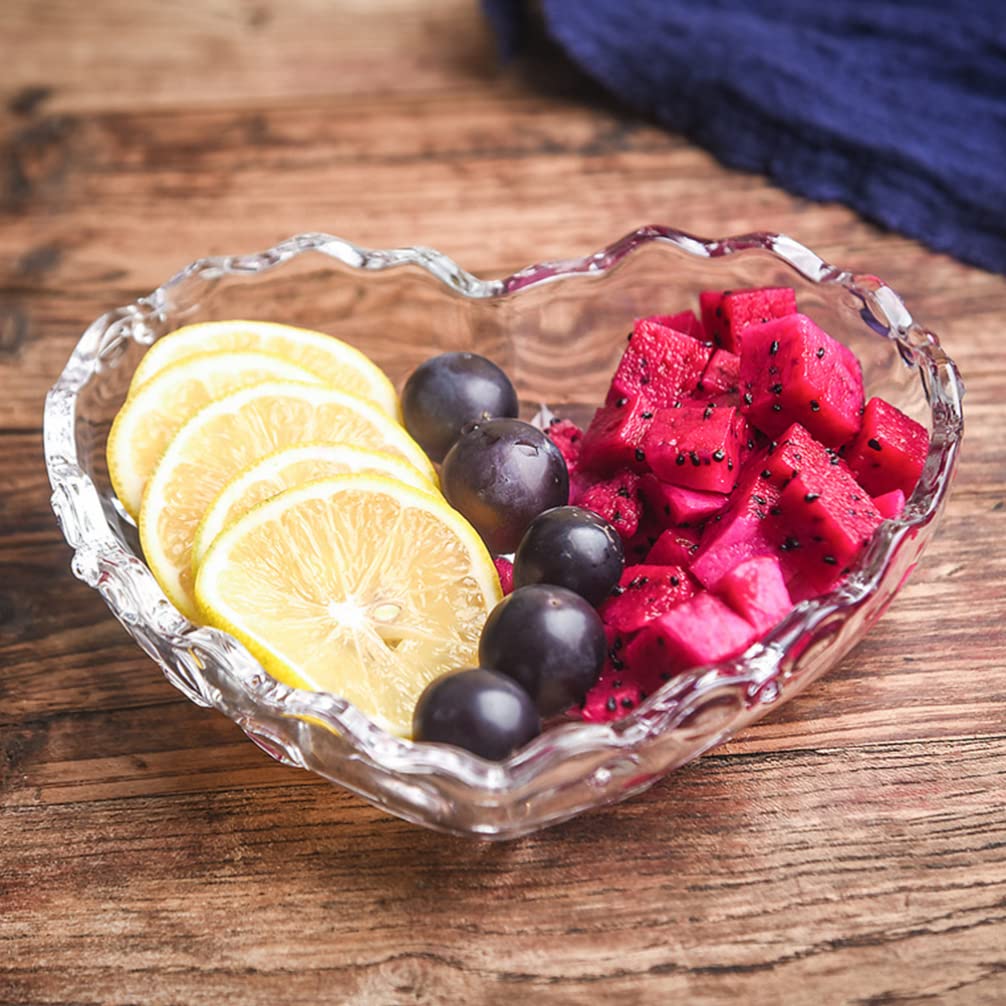 Didiseaon Heart-shaped Snack Plate Fruit Melon Plate Transparent Salad Bowl Heart Food Serving Tableware