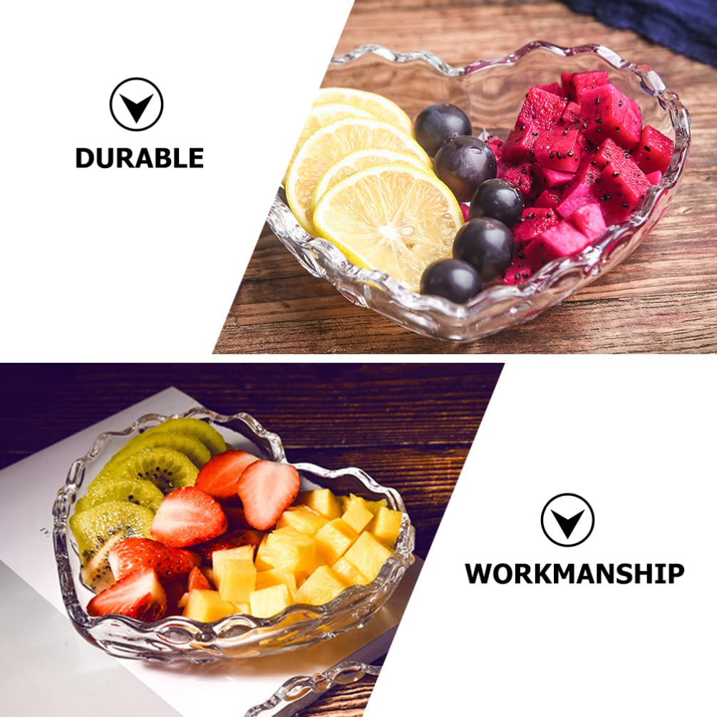 Didiseaon Heart-shaped Snack Plate Fruit Melon Plate Transparent Salad Bowl Heart Food Serving Tableware