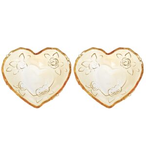 gaolinci heart-shaped embossed glass bowl, fruit salad bowl, dessert bowl (set of 2)