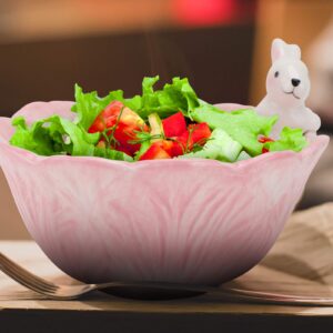 Angoily Easter Bunny Candy Bowl Ceramic Easter Rabbit Candy Dish Cabbage Shaped Fruit Salad Dessert Bowl Snack Serving Bowl Easter Rabbit Home Decoration (Pink)