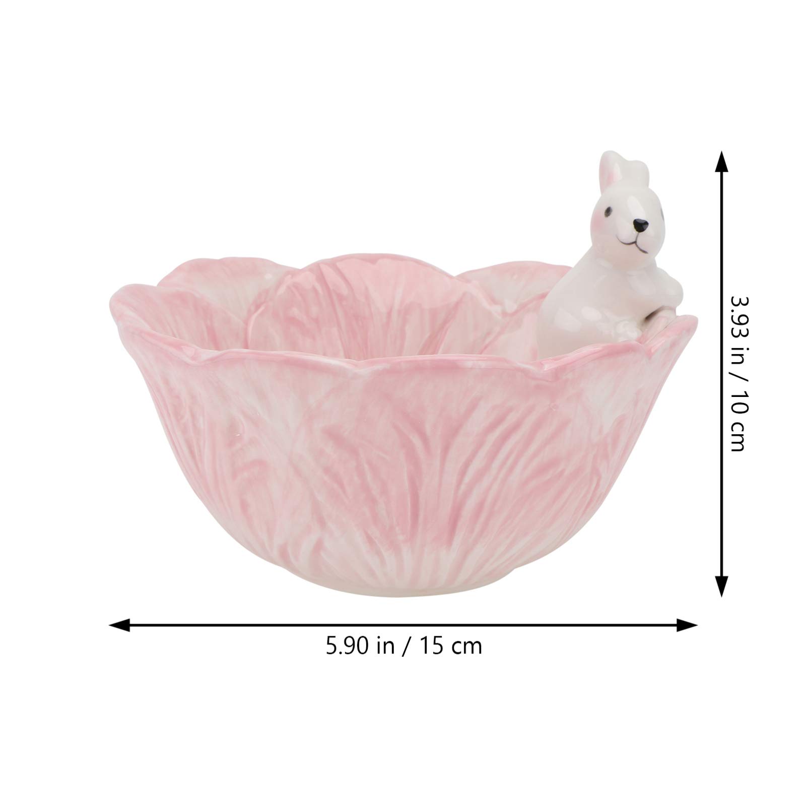 Angoily Easter Bunny Candy Bowl Ceramic Easter Rabbit Candy Dish Cabbage Shaped Fruit Salad Dessert Bowl Snack Serving Bowl Easter Rabbit Home Decoration (Pink)