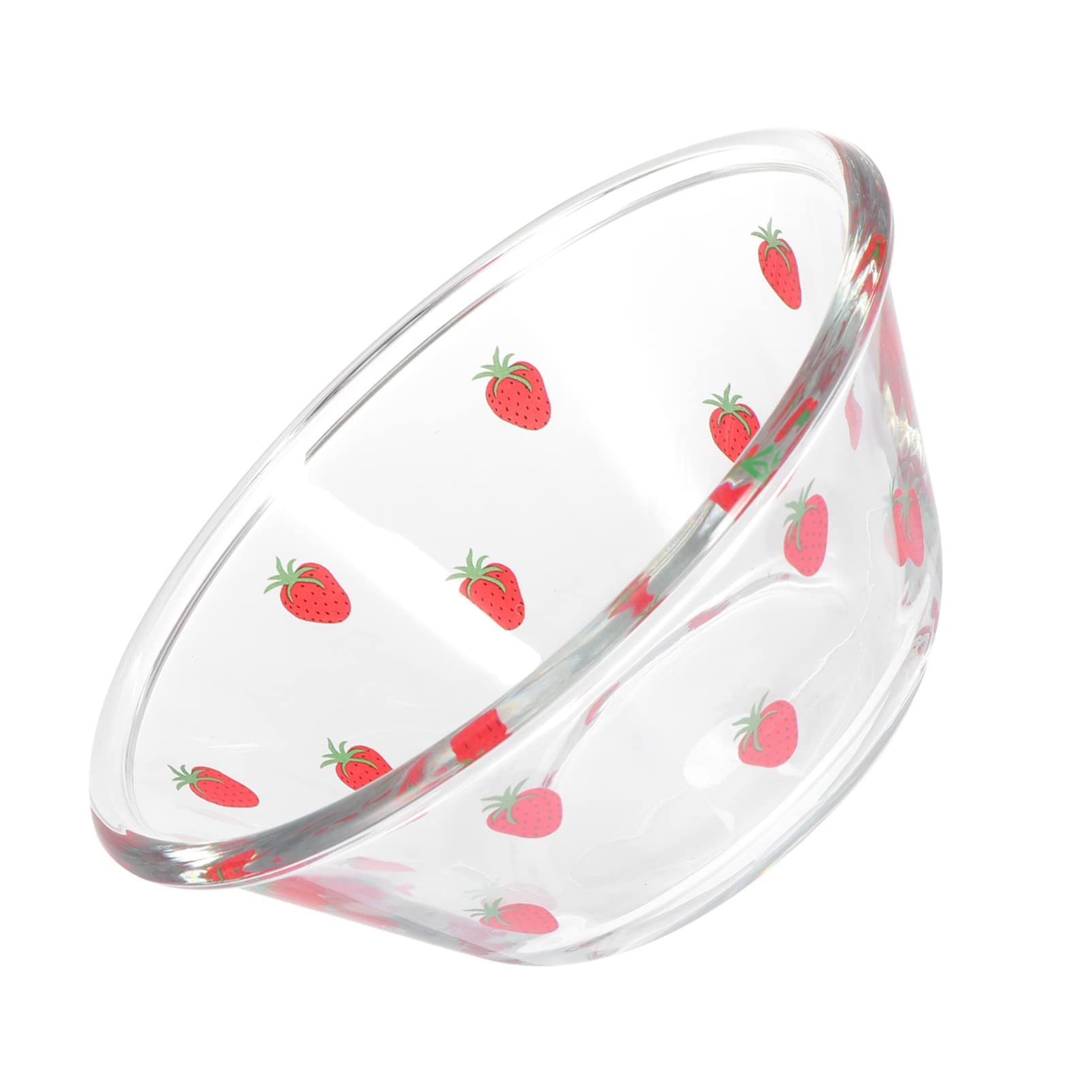 Cabilock Glass Salad Bowl Strawberry Fruit yogurt Bowl Household Glass Bowl Dessert Bowl Salad Bowl Food Container Party Tableware Decor (Random Pattern) Clear Glass Bowls