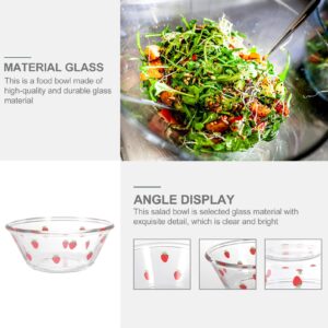 Cabilock Glass Salad Bowl Strawberry Fruit yogurt Bowl Household Glass Bowl Dessert Bowl Salad Bowl Food Container Party Tableware Decor (Random Pattern) Clear Glass Bowls