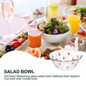 Cabilock Glass Salad Bowl Strawberry Fruit yogurt Bowl Household Glass Bowl Dessert Bowl Salad Bowl Food Container Party Tableware Decor (Random Pattern) Clear Glass Bowls