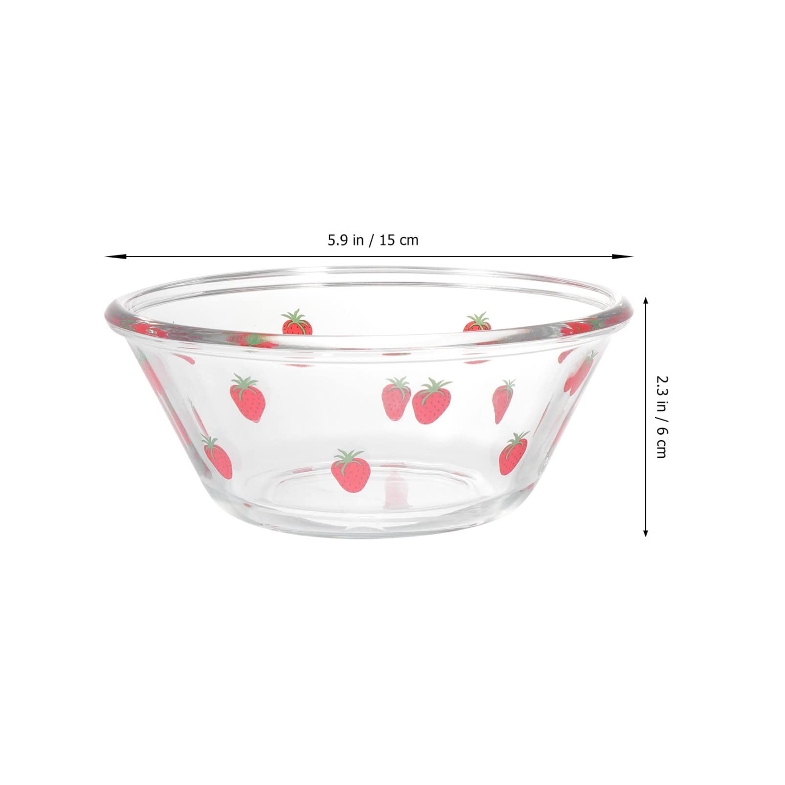 Cabilock Glass Salad Bowl Strawberry Fruit yogurt Bowl Household Glass Bowl Dessert Bowl Salad Bowl Food Container Party Tableware Decor (Random Pattern) Clear Glass Bowls