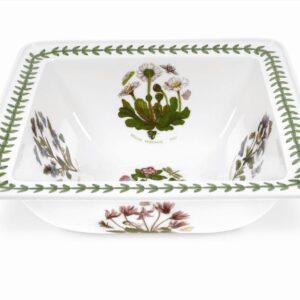 Portmeirion Botanic Garden Square Salad Bowl | 10.5 Inch Serving Bowl with Assorted Floral Motifs | Made from Porcelain | Microwave and Dishwasher Safe