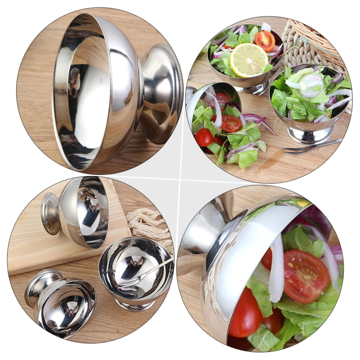 1pc Stainless Steel Dessert Cup Small Terrarium Footed Fruit Bowl Centerpiece Salad Bowl Footed Pudding Cup Candy Bowl Footed Dish Fruit Storage Bowl Mini Salt Stainless Steel