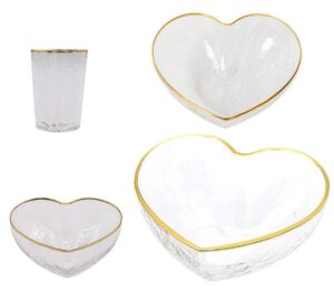 phnom penh glass bowl dessert bird's nest salad bowl fruit plate creative transparent heart shape breakfast bowl (4 pcs)