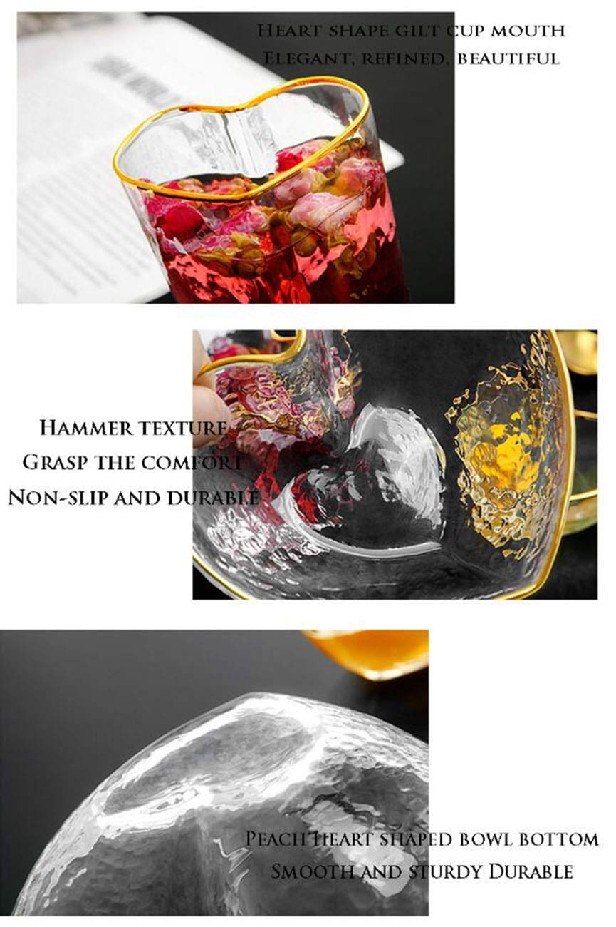 Phnom Penh Glass Bowl Dessert Bird's Nest Salad Bowl Fruit Plate Creative Transparent Heart Shape Breakfast Bowl (4 pcs)