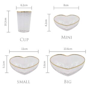 Phnom Penh Glass Bowl Dessert Bird's Nest Salad Bowl Fruit Plate Creative Transparent Heart Shape Breakfast Bowl (4 pcs)