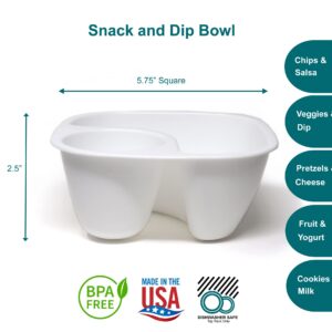 Rolling Sands Reusable Snack and Dip Bowls, 5 Pack, USA Made, Dishwasher and Microwave Safe Personal Size Plastic Divider Blue Bowls, BPA-Free