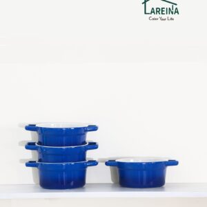 Lareina Gradient Blue 25oz Ceramic Modern Soup Bowls Set of 4 with Handles