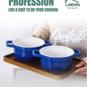 Lareina Gradient Blue 25oz Ceramic Modern Soup Bowls Set of 4 with Handles