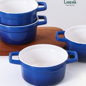 Lareina Gradient Blue 25oz Ceramic Modern Soup Bowls Set of 4 with Handles