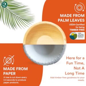 ECO SOUL 100% Compostable Large 6 Inch 16 Oz Palm Leaf Bowls [20-Pack] Disposable Dessert Bamboo Style I Heavy Duty Eco-Friendly Sturdy Bowl Biodegradable Eco