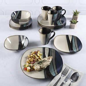 Gibson Elite Althea Reactive Dinnerware Set, Teal, Service for 4 (16pcs)