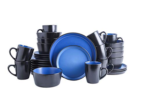 Stone Lain Albie 32-Piece Dinnerware Set Stoneware, Blue and Black