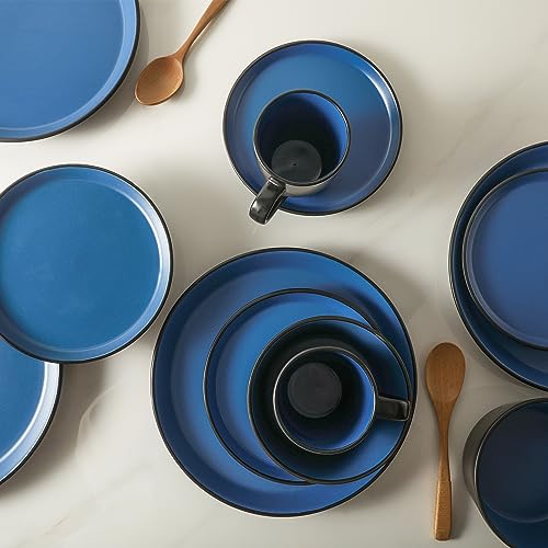 Stone Lain Albie 32-Piece Dinnerware Set Stoneware, Blue and Black