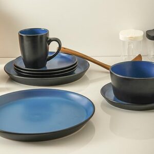 Stone Lain Albie 32-Piece Dinnerware Set Stoneware, Blue and Black