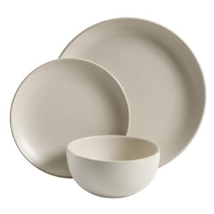 Gibson Home Rockaway Round Stoneware Dinnerware Set, Service for 4 (12pcs), Cream