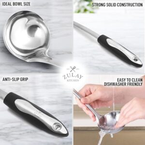 Zulay Kitchen (12 Inch) Stainless Steel Soup Ladle - Durable Rust Proof Soup Ladle With Ergonomic Handle - Soup Serving Spoon Ladles For Cooking, Gravy, Sauces, and More