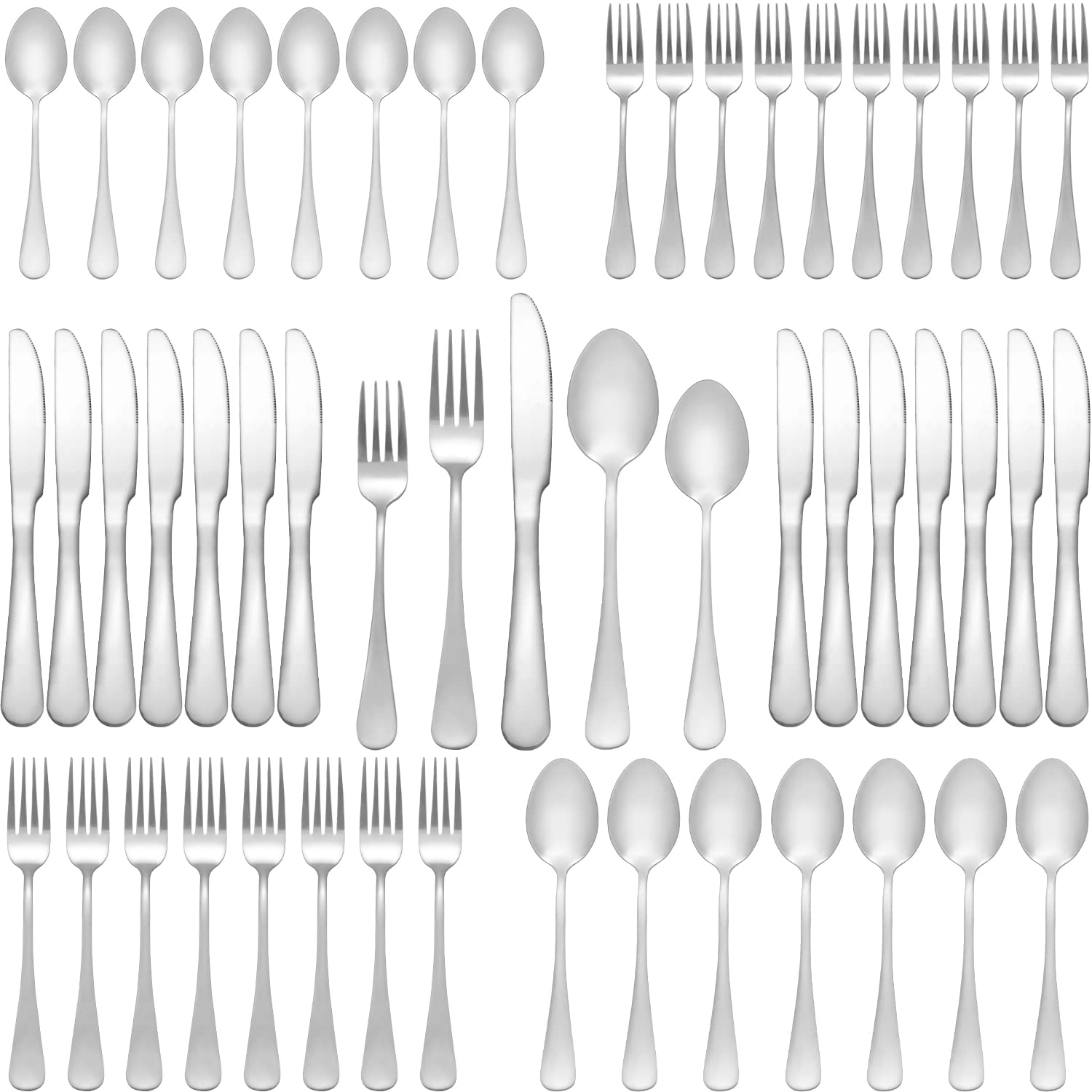 Lazycorner 50 Pcs Silverware Set for 10, Food Grade Stainless Steel Flatware Set Include Fork/Knife/Spoon, Mirror Polished Eating Utensils Sets, Reusable Silverwear Cutlery Set, Dishwasher Safe